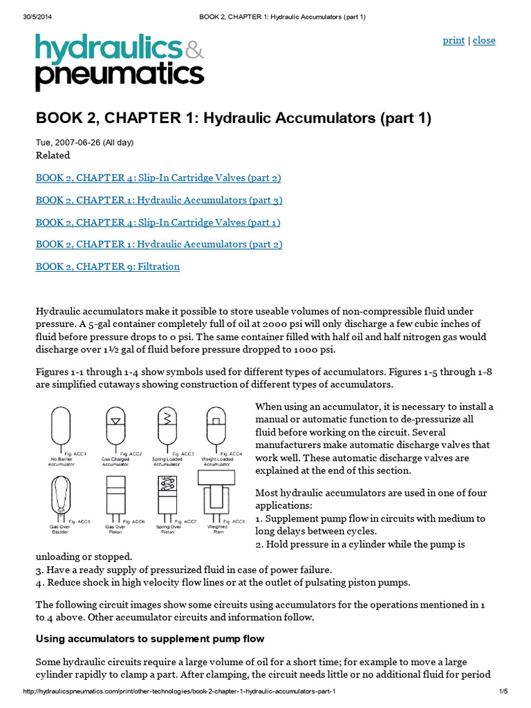 BOOK 2, CHAPTER 1 - Hydraulic Accumulators (Part 1) | PDF | Pump | Valve