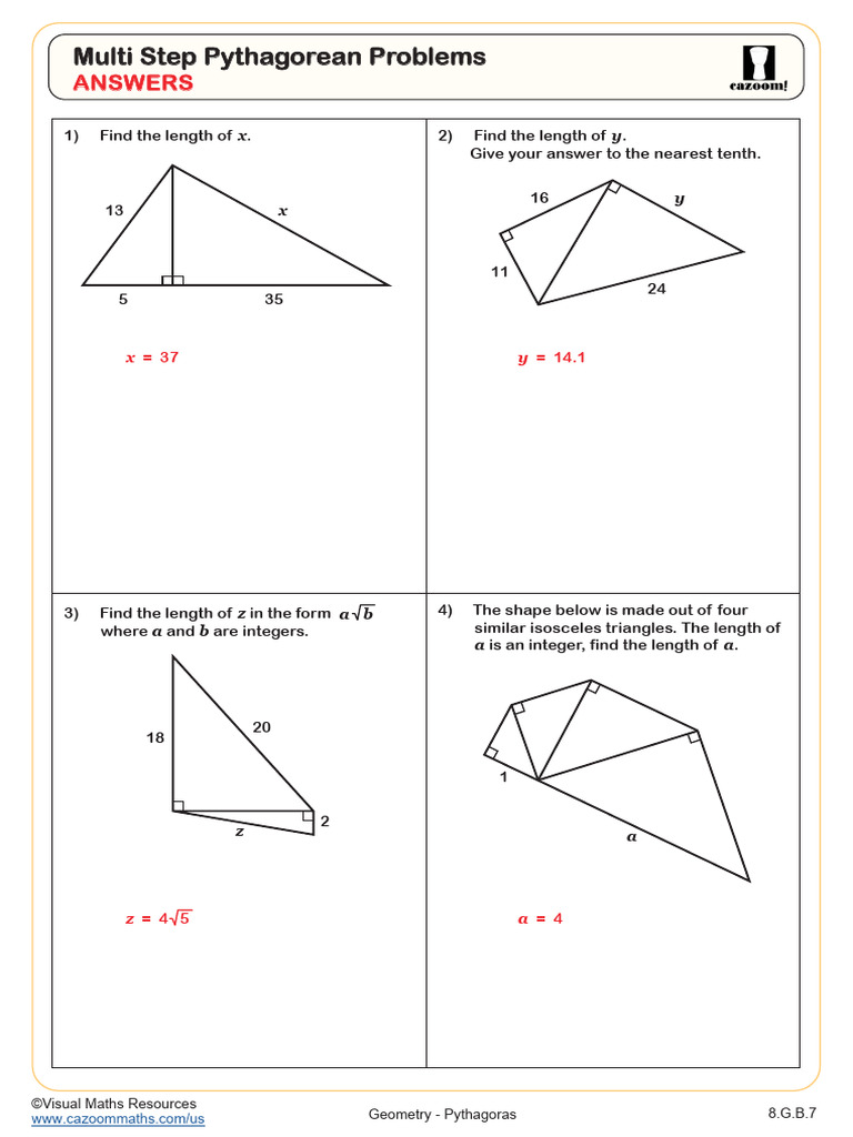 Multi-Step Pythagorean Problems | PDF | Area | Triangle