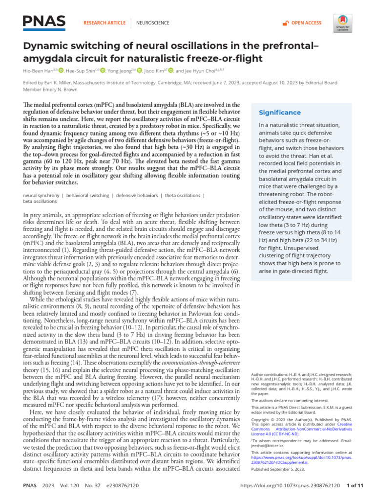Dynamic Switching of Neural Oscillations in The Prefrontal - Amygdala Circuit For Naturalistic ...