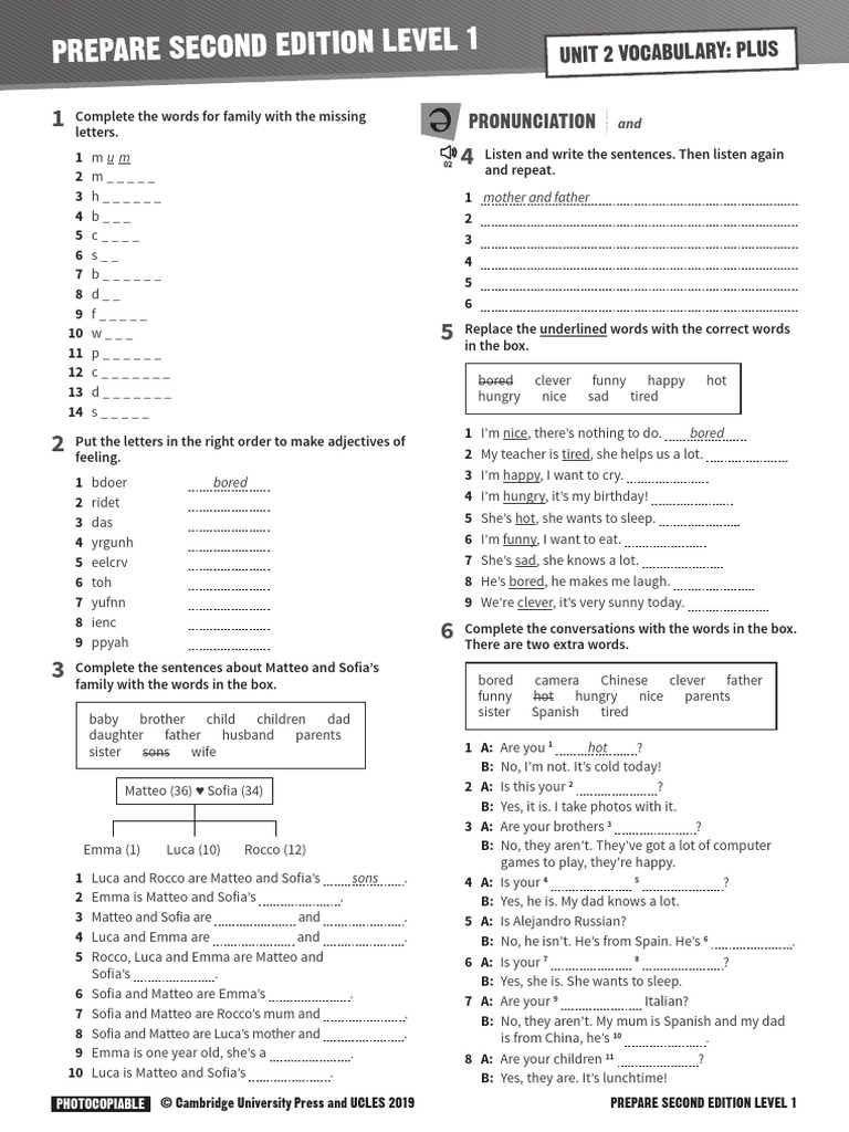 PREPARE 1 Vocabulary Plus Unit 02 | PDF | Linguistics