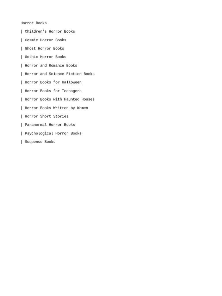 Diverse Horror Book Genres Guide | PDF