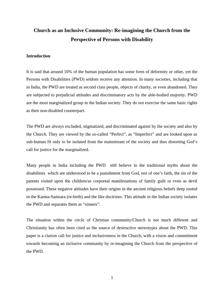 Inclusive Church for Persons with Disabilities | PDF | Disability ...