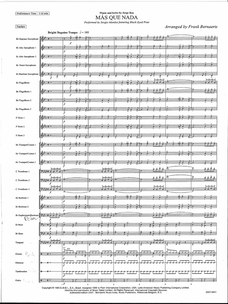 Partituur Mas Que Nada | PDF