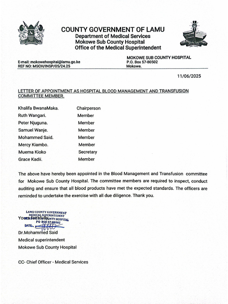 Blood Transfusion Committee | PDF
