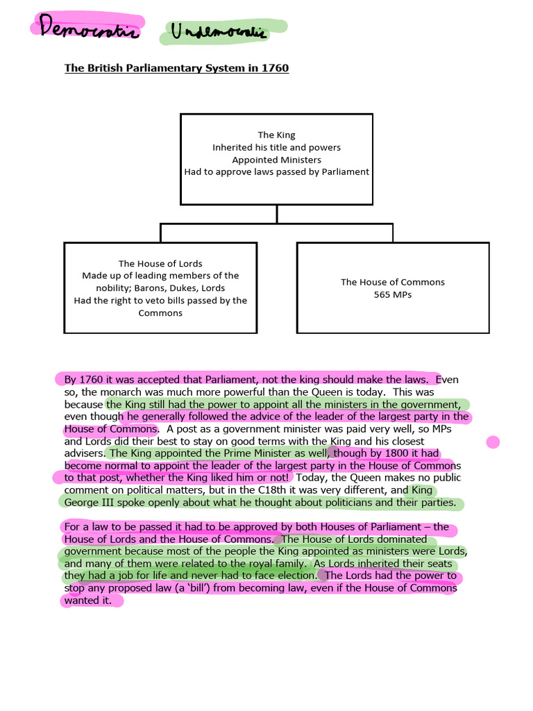 The British Parliamentary System in 1760 | PDF | House Of Commons Of ...