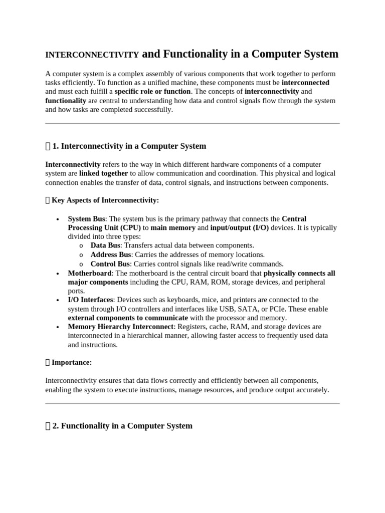Computer System Interconnectivity & Functionality | PDF | Input/Output ...