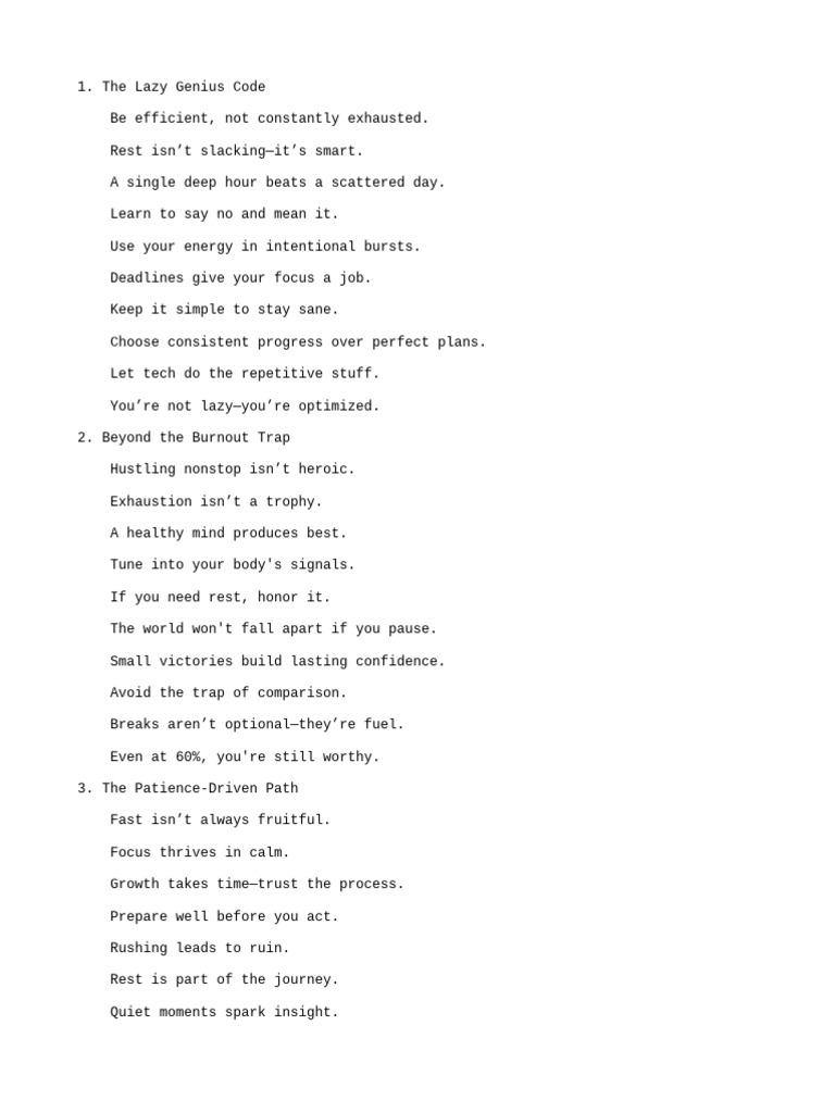 The Lazy Genius Manifesto | PDF
