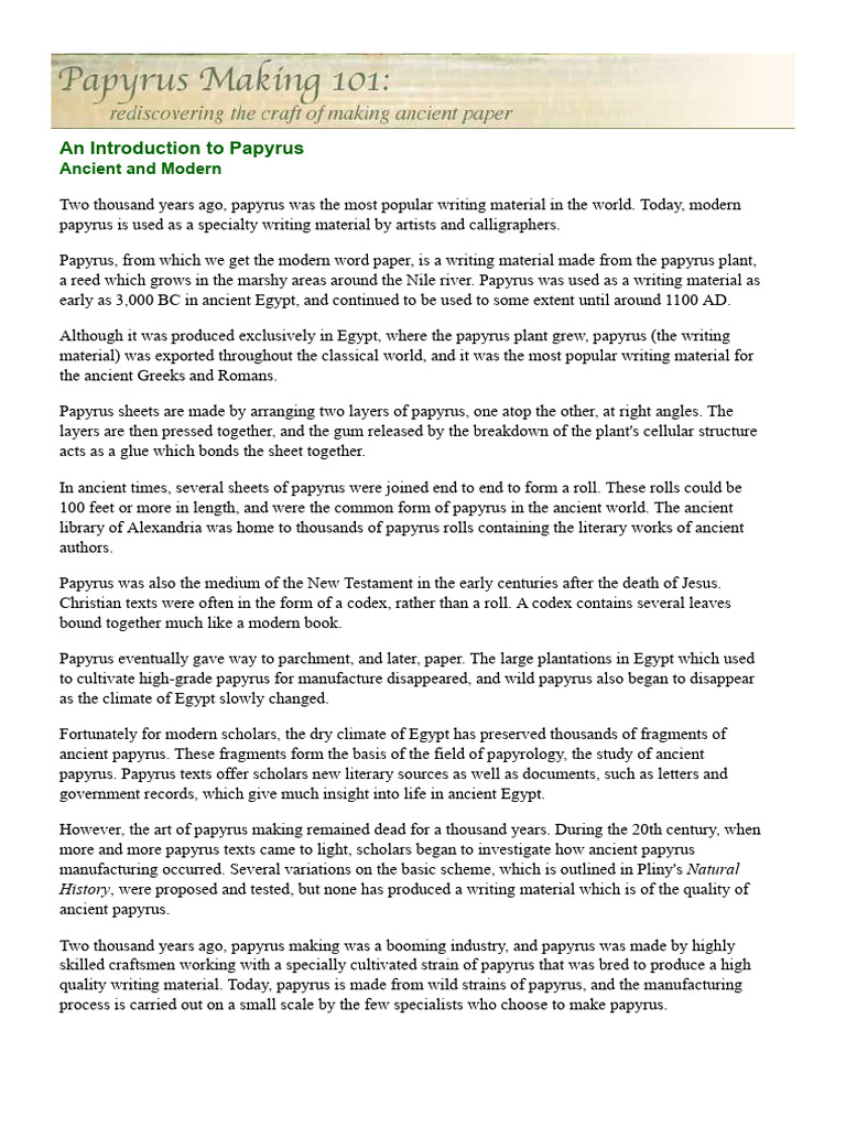 An Introduction To Papyrus | PDF | Papyrus | Codex