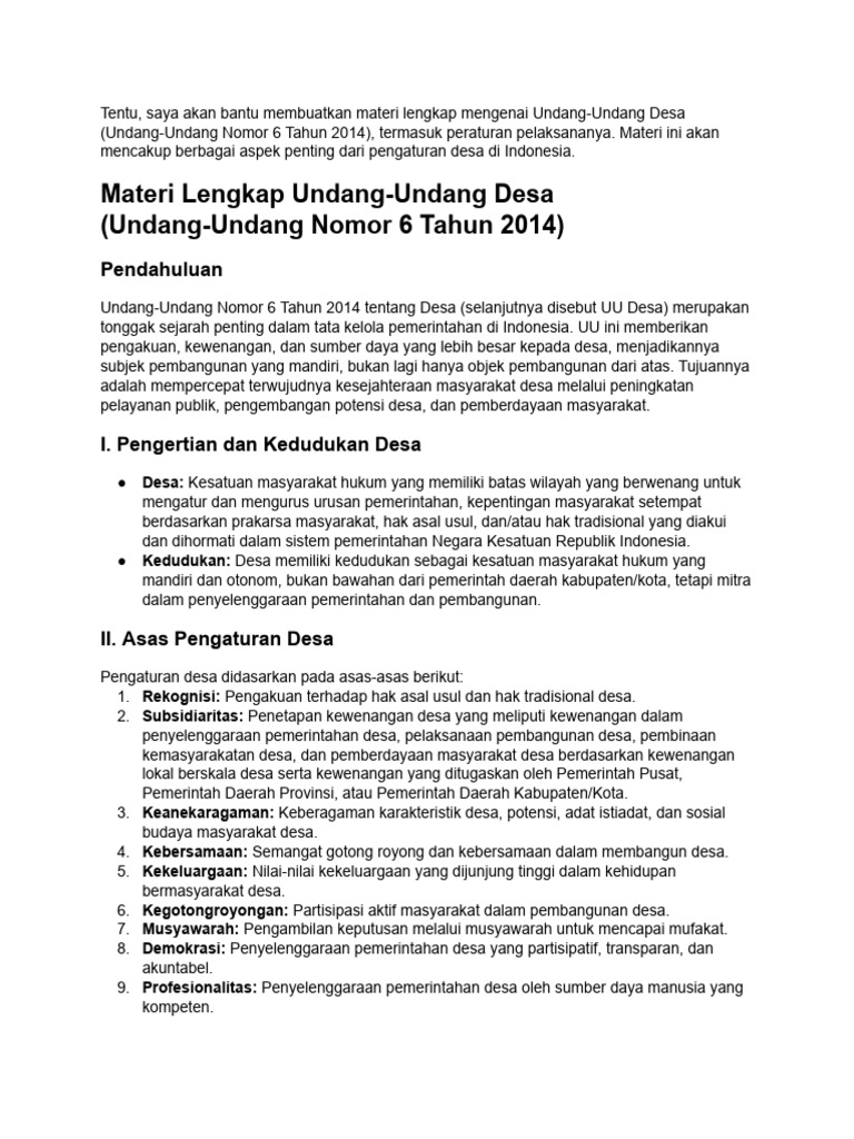 Materi Pemerintahan Desa | PDF
