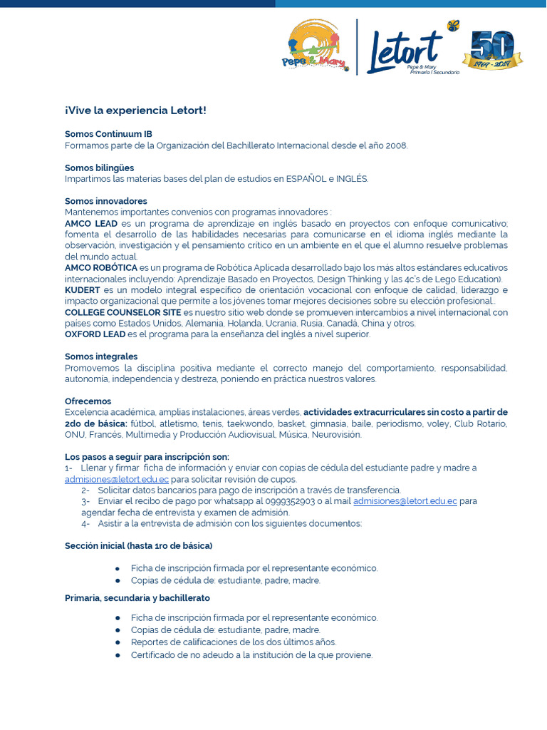 Informacion Admisiones 2020 2021 1 | PDF | Plan de estudios | Aprendizaje