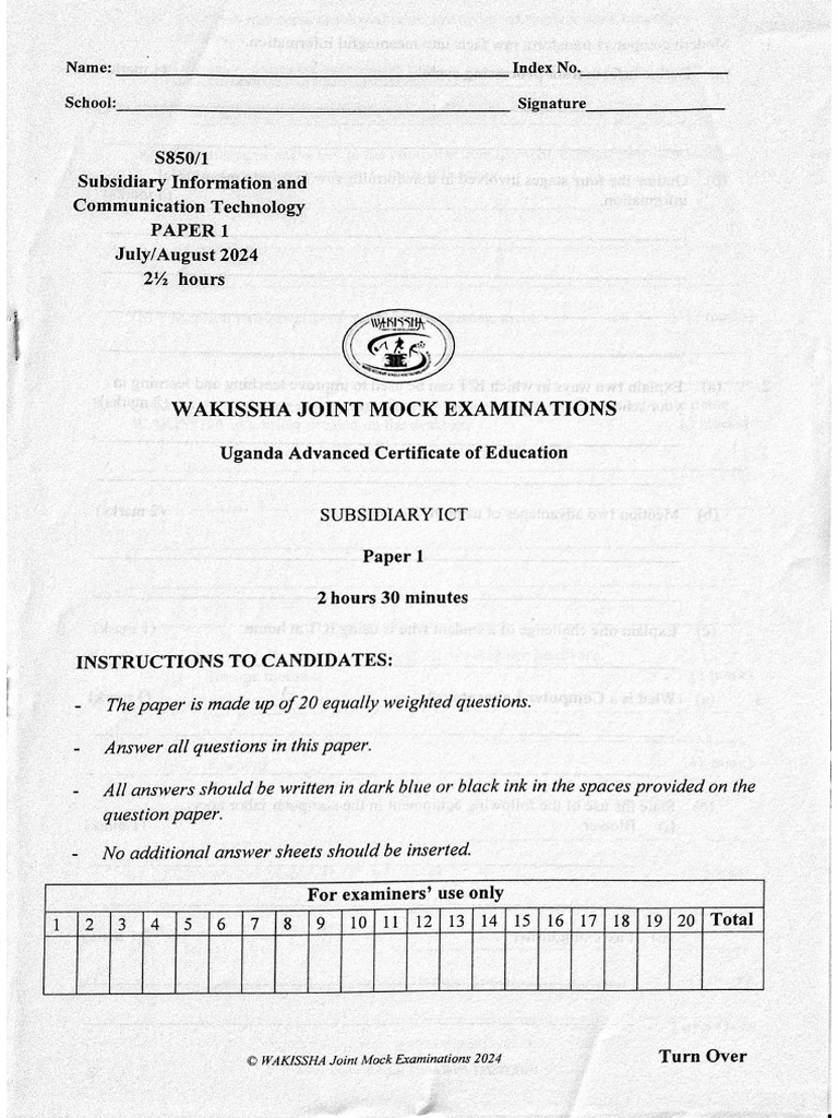 Wakisha 2024 Uace Ict1 | PDF