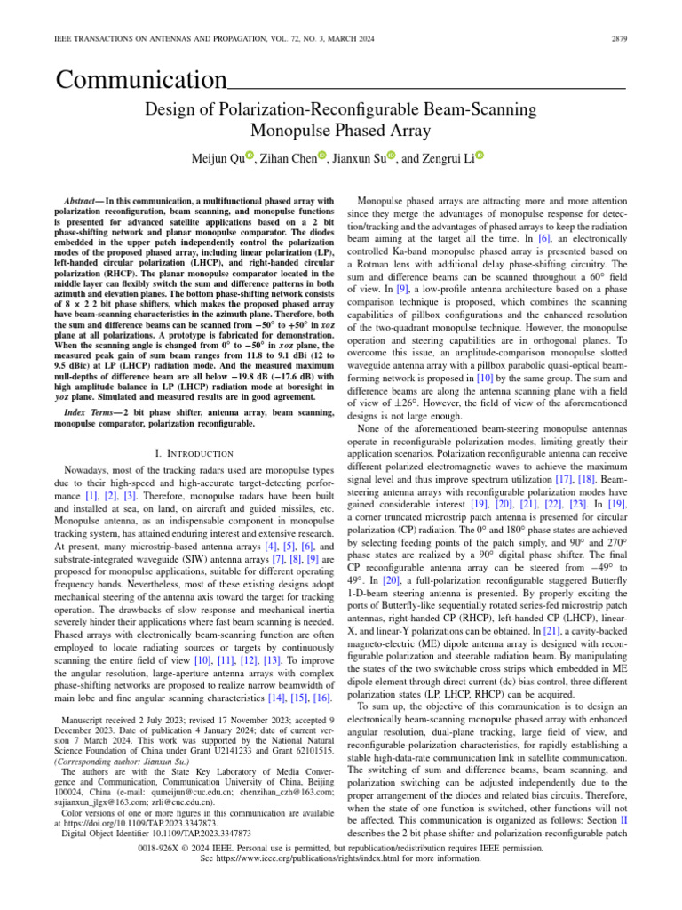 2) Design of Polarization-Reconfigurable Beam-Scanning Monopulse Phased ...