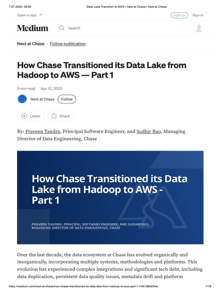 Transitioning Chase's Data Lake to AWS | PDF | Cloud Computing | Apache ...