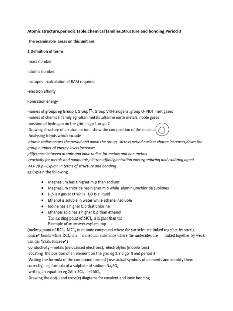 Atomic Structure, Periodic Table, Chemical Families, Structure and ...