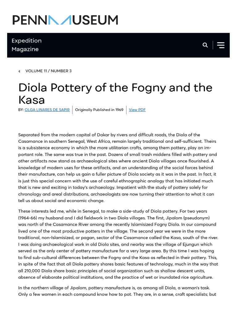 Diola Pottery: Craft and Culture in Senegal | PDF | Pottery | Archaeology