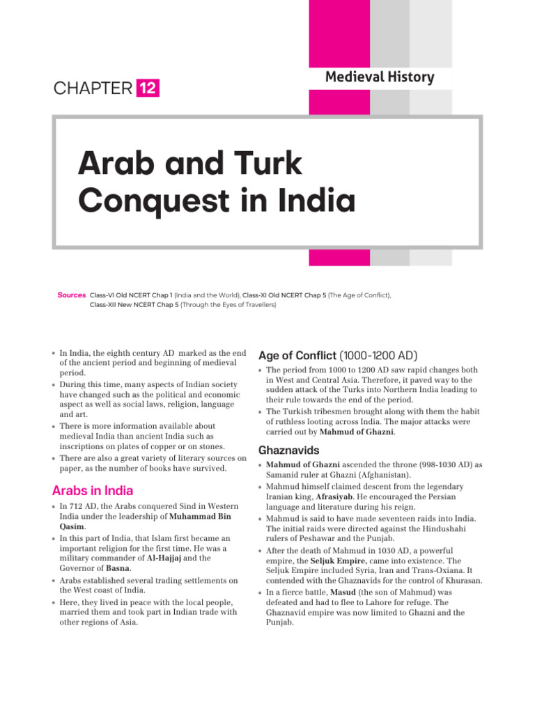 Arab and Turk Conquests in Medieval India | PDF