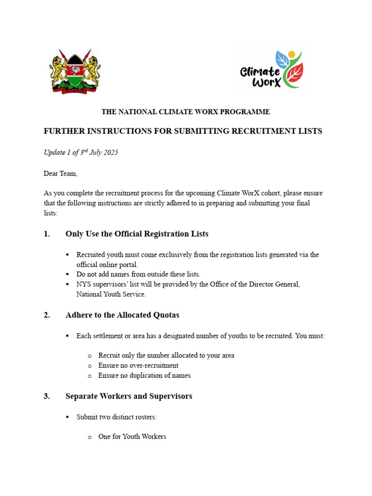 Climate WorX Recruitment Submission Guidelines | PDF