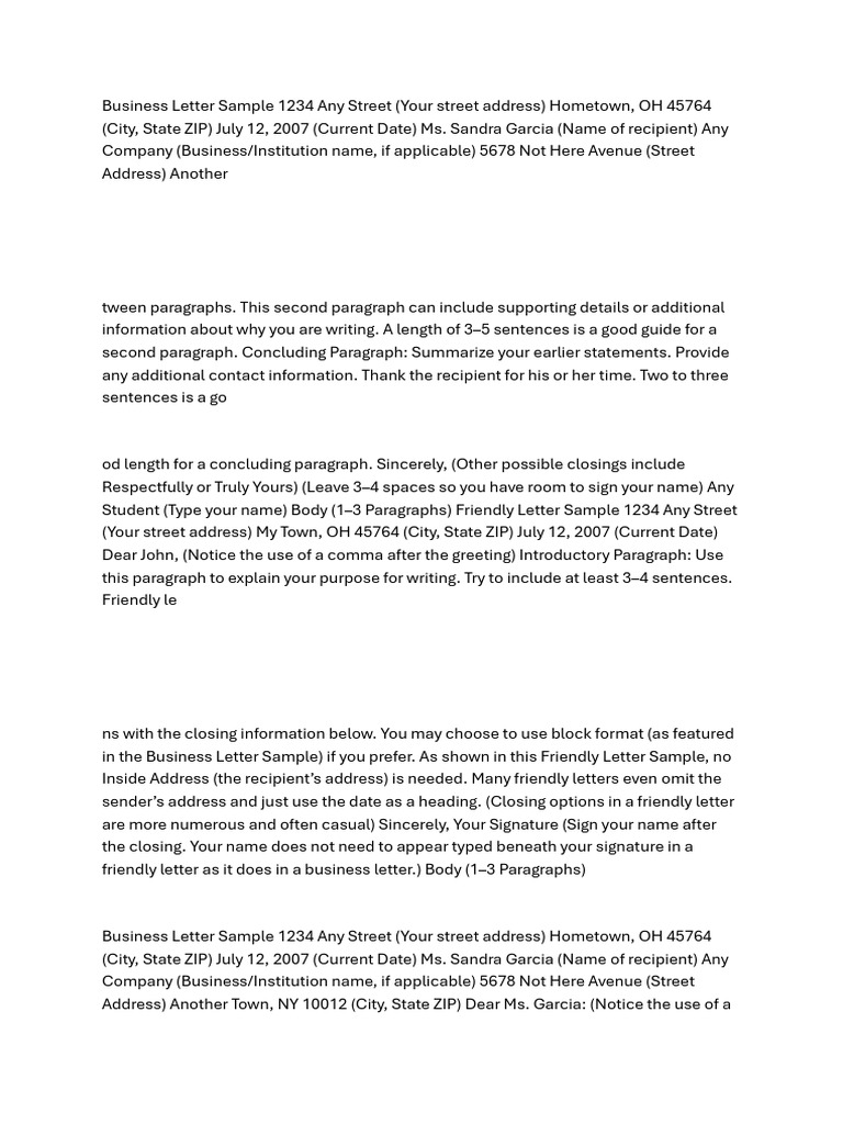 Business Letter Sample 7783B2 | PDF | Paragraph | Text