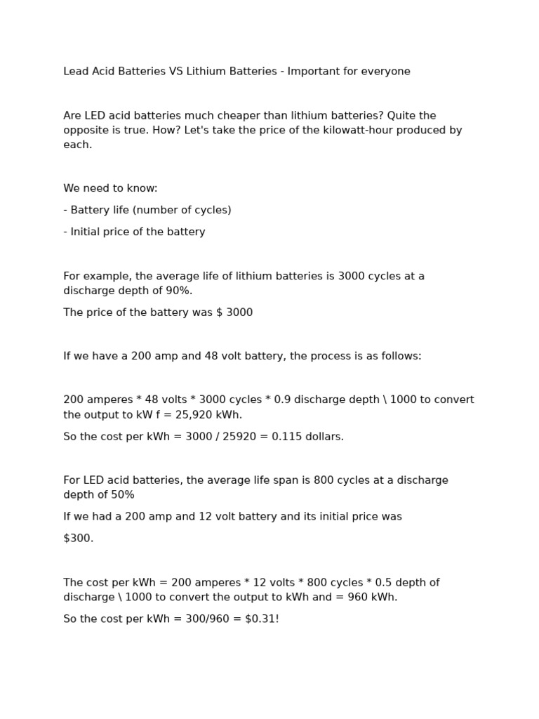 Lead & Lithium Batteries | PDF