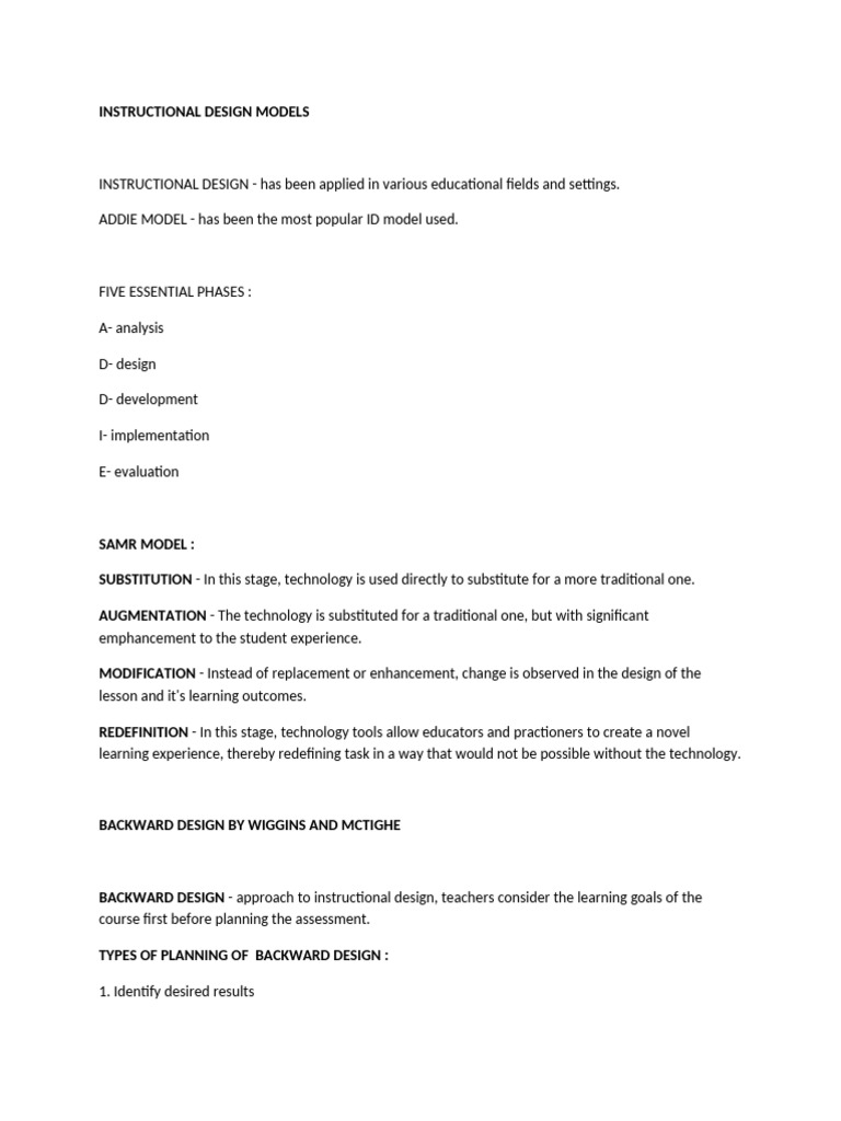 Instructional Design Models | PDF | Instructional Design | Learning
