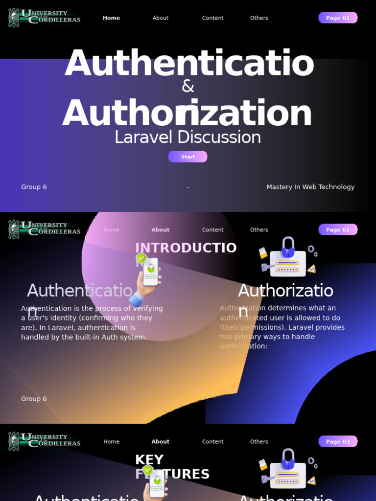 Authenticatio N Authorization: Group 6 Mastery in Web Technology | PDF ...