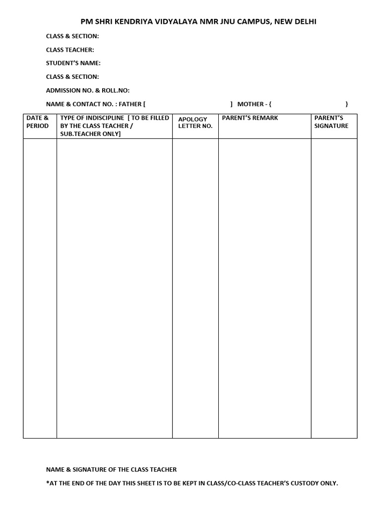 Indiscipline Application Form for Students | PDF