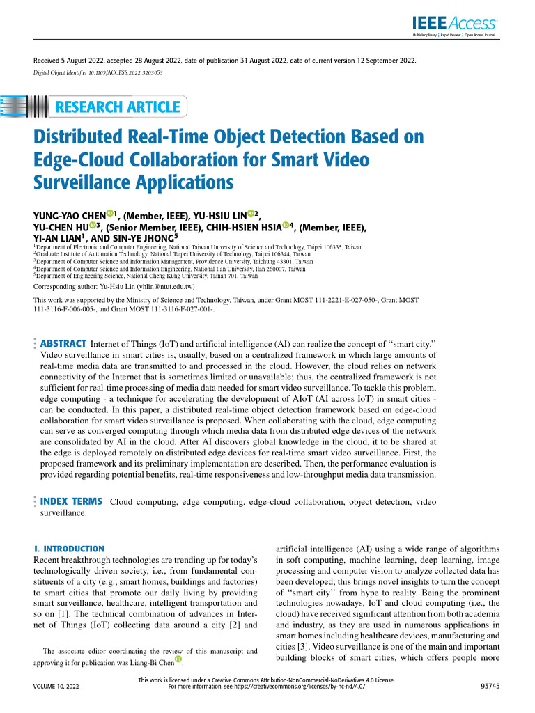 Distributed Real-Time Object Detection Based on Edge-Cloud Collaboration for Smart Video ...