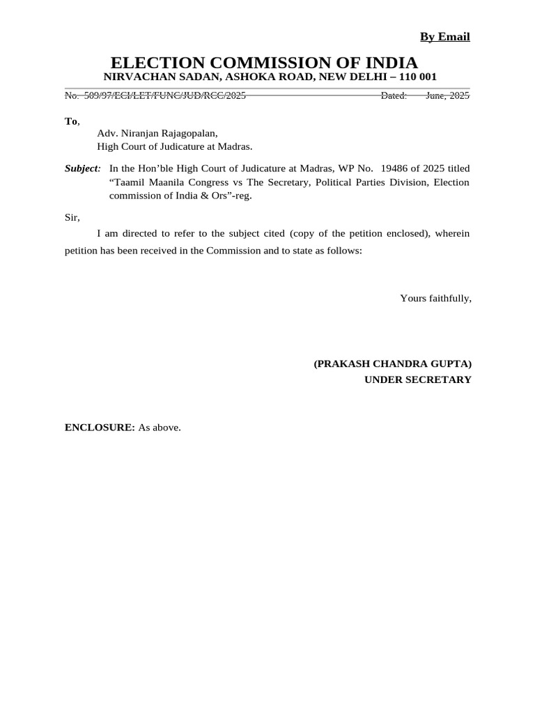 Election Commission Response to WP 19486 | PDF