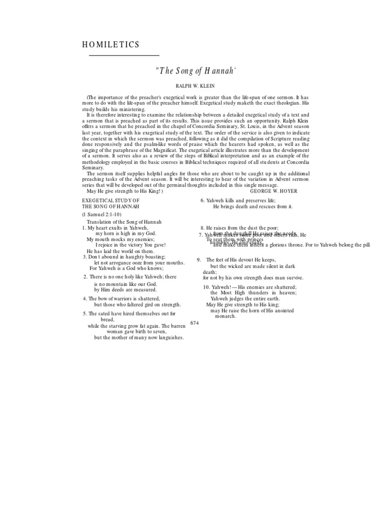 The Song of Hannah | PDF | Septuagint | Psalms