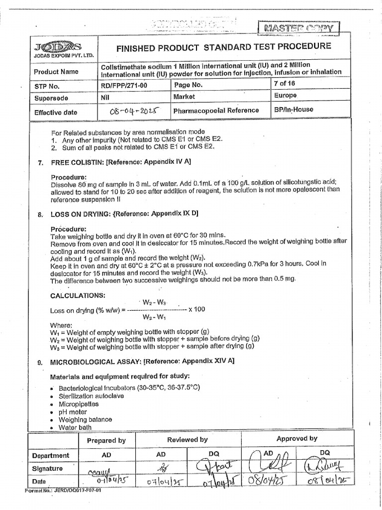 Colistimethate Microbial Assay | PDF