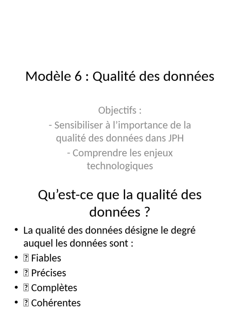 Qualité des données dans JPH | PDF | Qualité des données | Données
