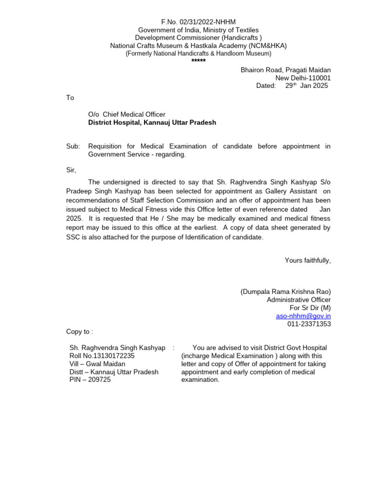 Medical Exa. Raghvendra Formate | PDF