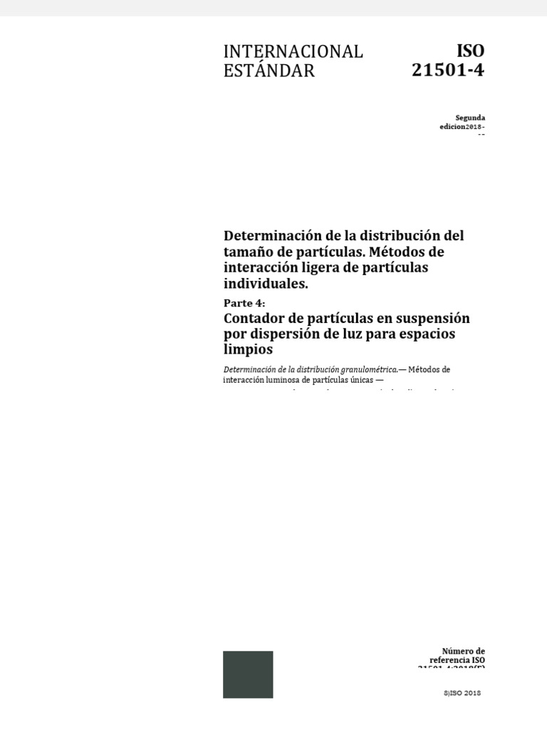 ISO 21501-4: Contador de partículas en aire | PDF | Calibración | Medición