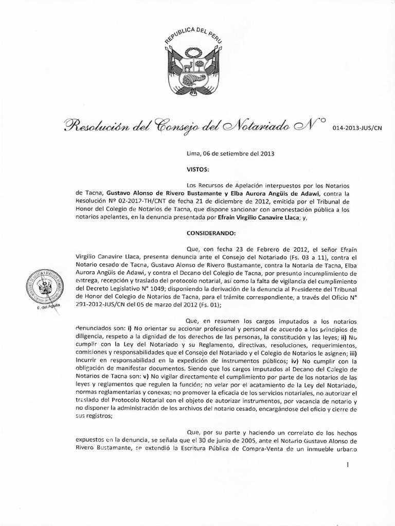 Resolucion Del Consejo Del Notariado-0014-2013-Sobre Alonso de Rivero | PDF