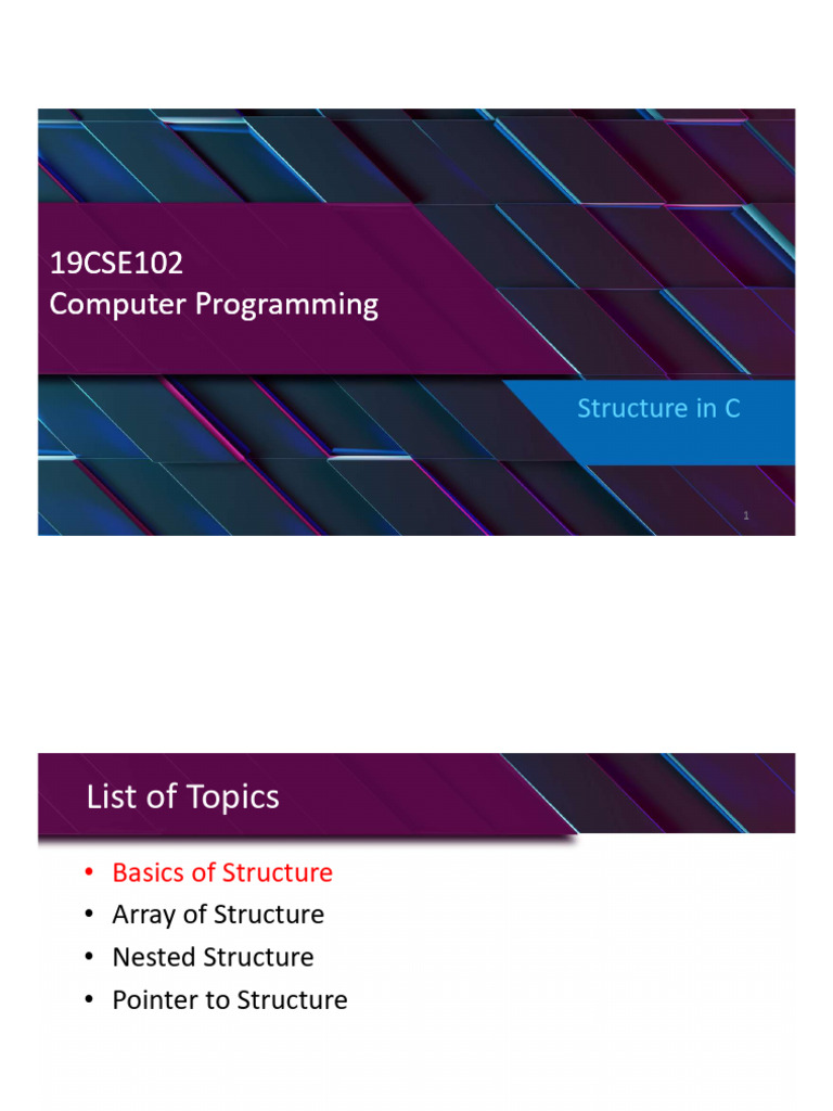 Structure I (Basics of Structure) | PDF | Pointer (Computer Programming) | Computer Science