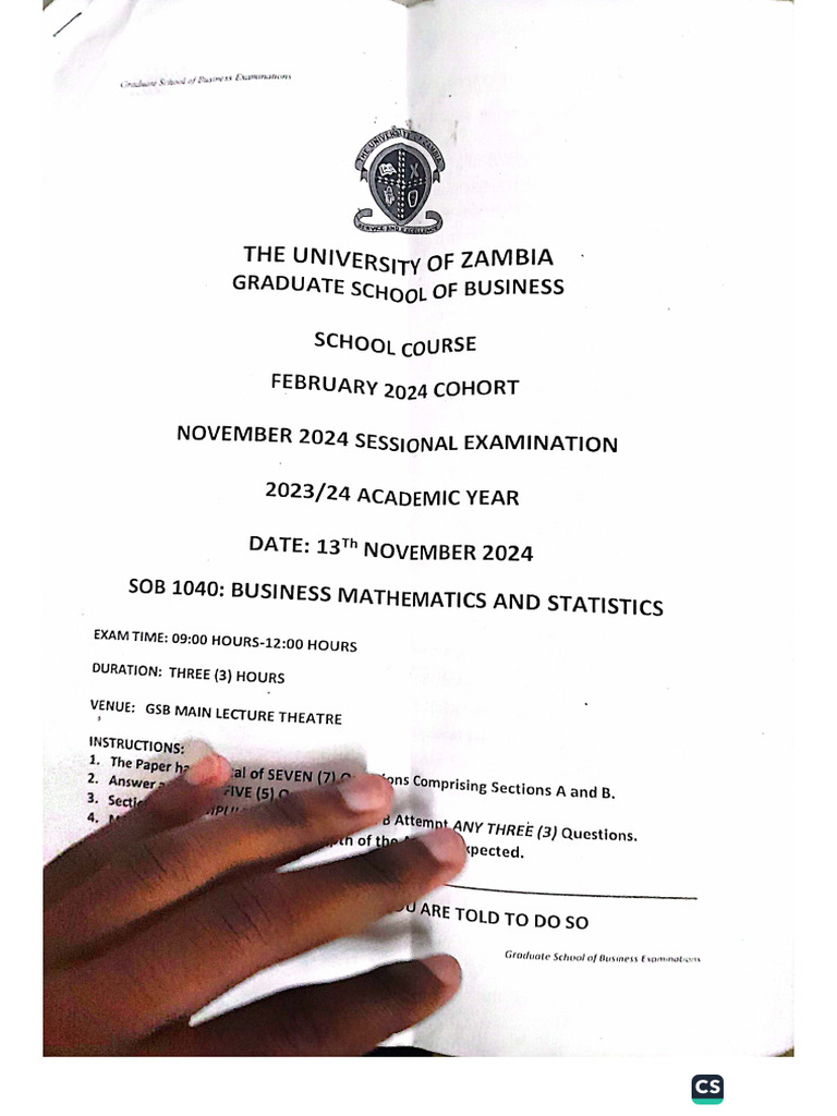 Business Mathematics and Statistics 202324 13 Nov 2024 | PDF