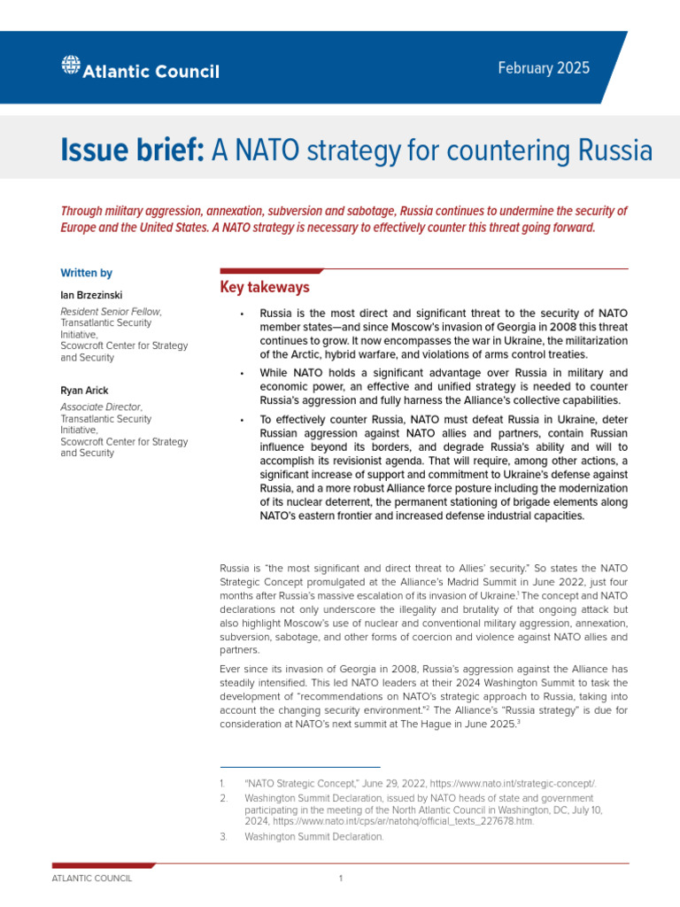 A NATO Strategy For Russia | PDF | Nato | Deterrence Theory