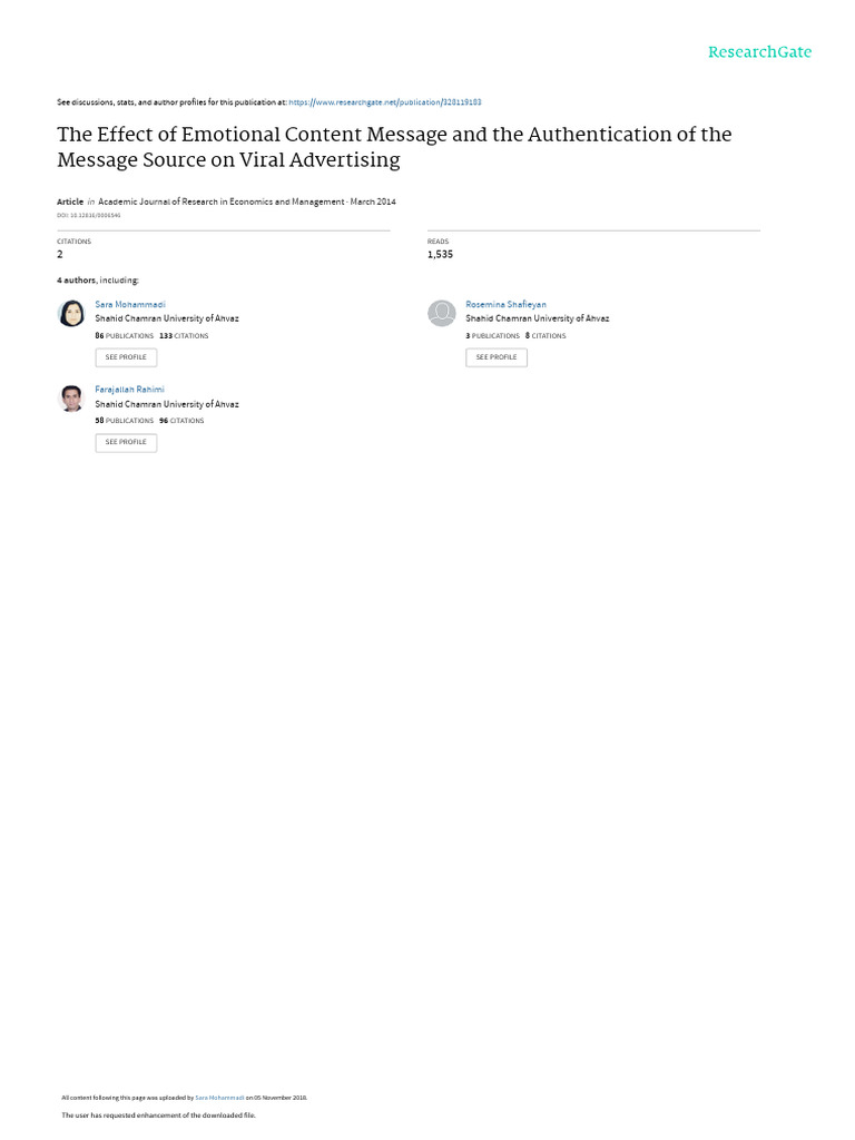 The Effect of Emotional Content Message and The Authentication of | PDF ...