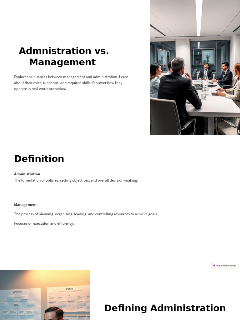 Management Vs Administration | PDF