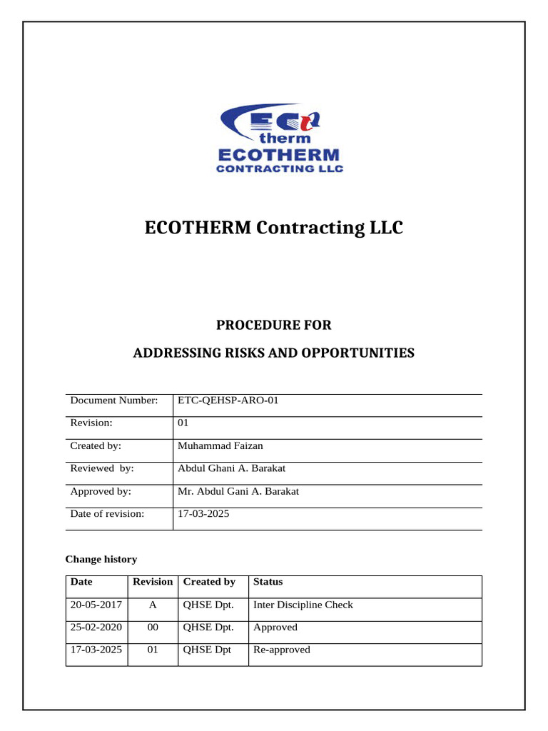 ETC-QEHSP-ARO-01 Procedure For Addressing Risks and Opportunities en ...