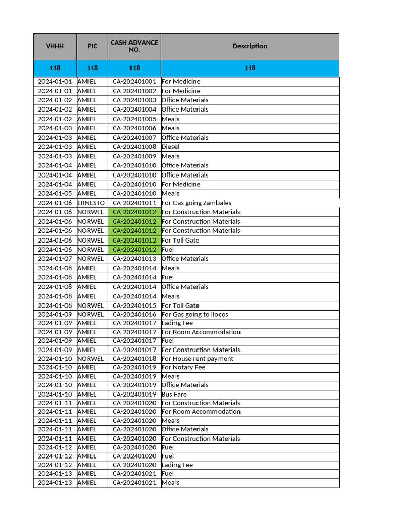 Jac Daily Expenses Details - Masterfile Liquidation Report - 2024 | PDF