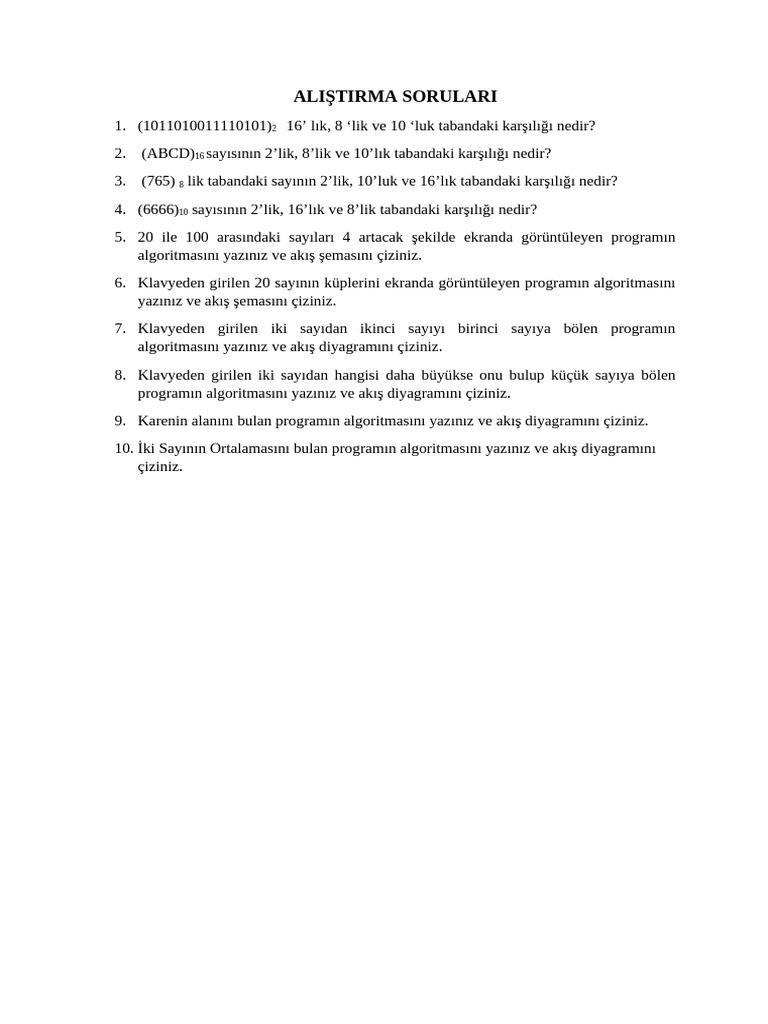 Alistirma - Sorulari - Kopya - Kopya | PDF