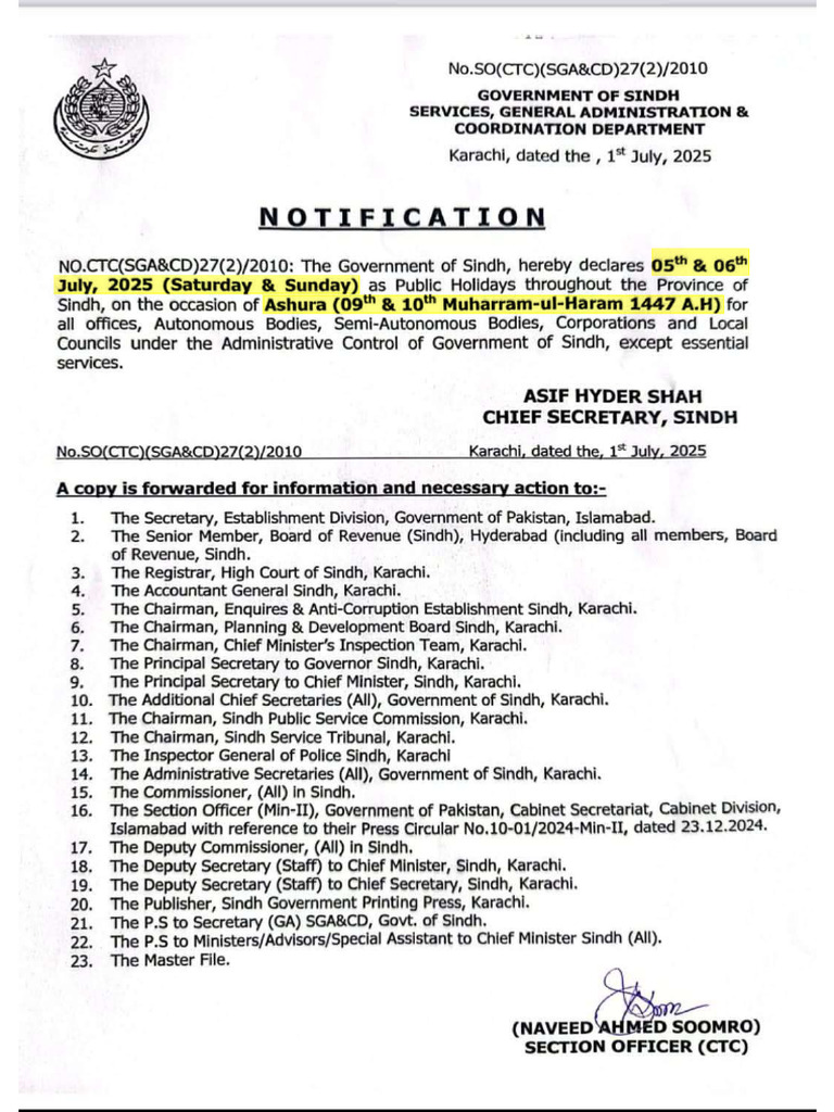 Annx B Public Holidays 2025 GoS | PDF