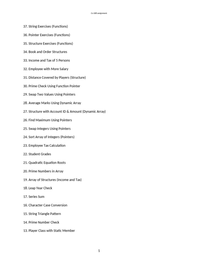 cs-308 Assignment - With - ToC | PDF | Pointer (Computer Programming) | Namespace