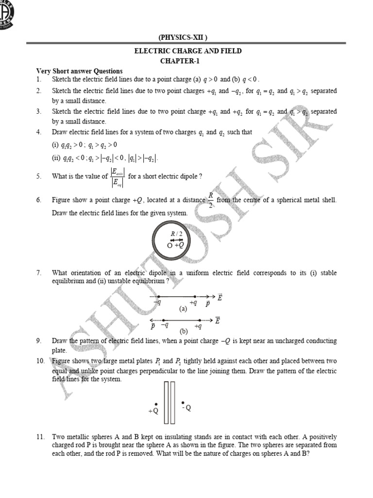 1.electric Charges and Field | PDF | Electric Field | Electric Charge