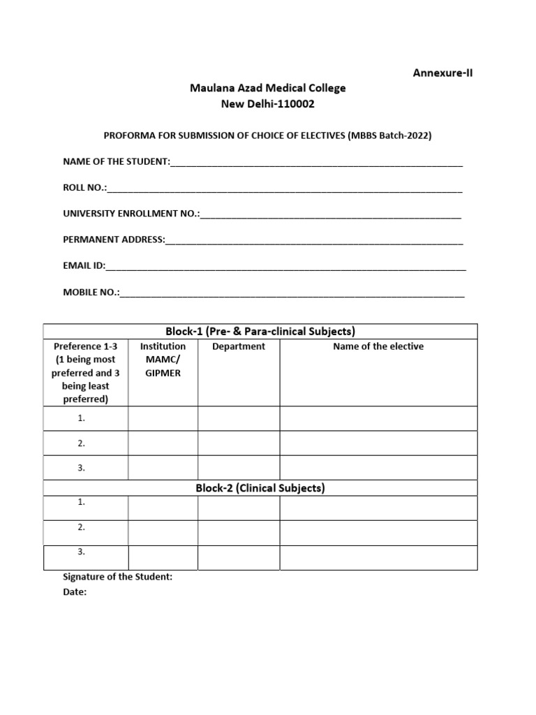 3-Annexure-II Proforma For Submission of Choice | PDF