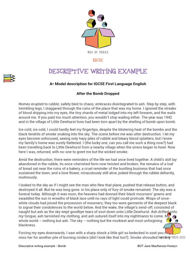 IGCSE Descriptive Writing: After the Bomb | PDF