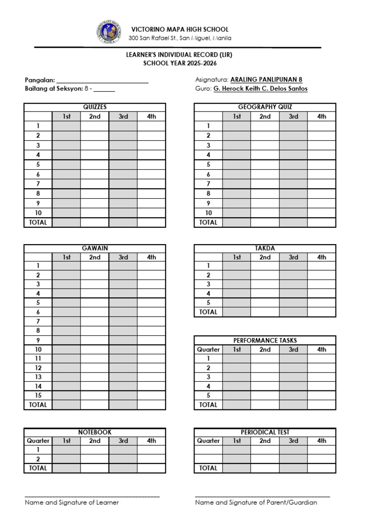 Ap8 Learners Individual Record | PDF