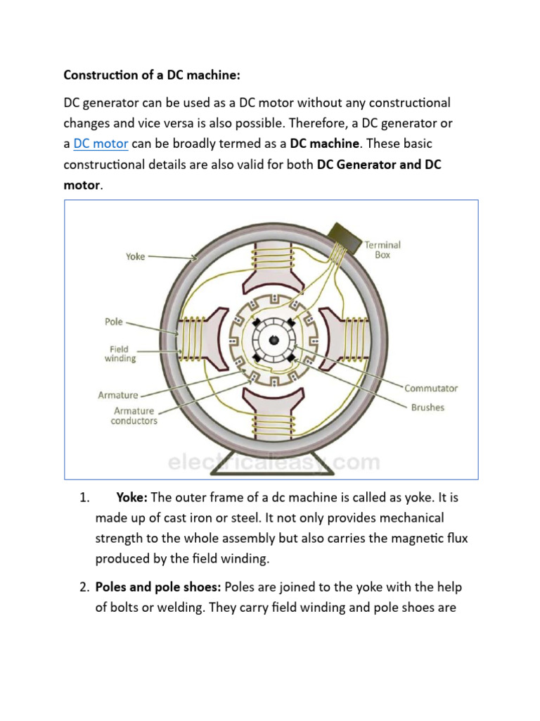 Construction of A DC Machine | PDF