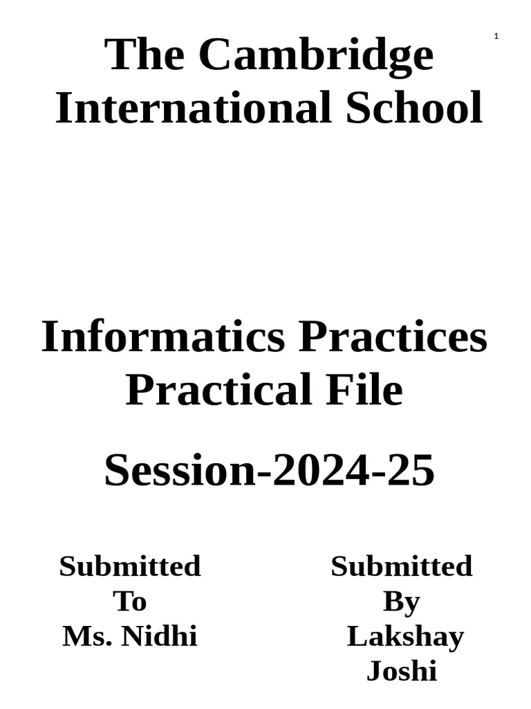 IP Practical File Class-XI Lakshay | PDF